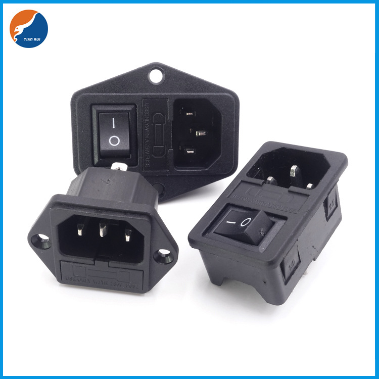 AC电源插座 AC-01A带开关 带保险丝三合一品字AC插座 电源开关-阿里巴巴