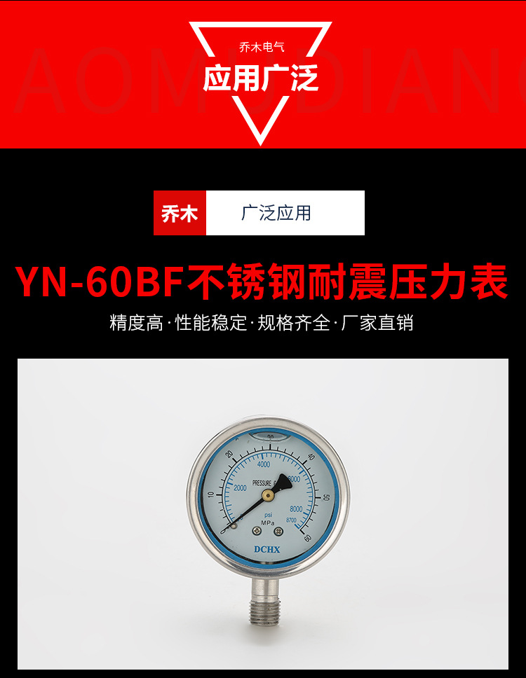 YN-60BF不锈钢耐震高温压力表100mpa-阿里巴巴