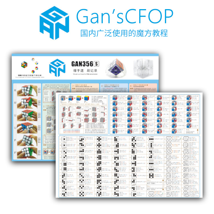 GAN三阶高级入门 CFOP高级公式卡 魔方3阶教程秘籍速拧公式教学-阿里巴巴