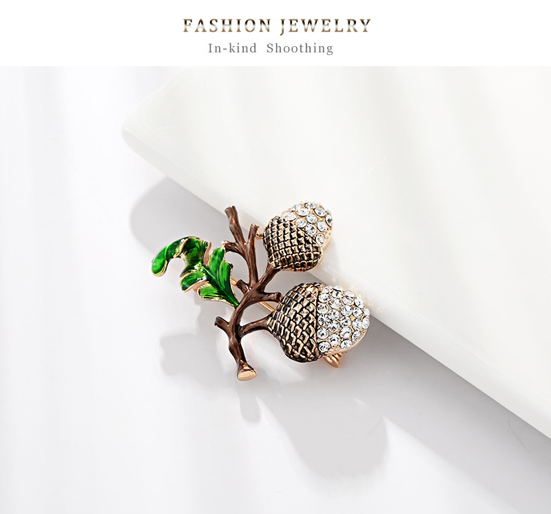 Womens Pine Cone Oil Hazelnut pine nuts Alloy Brooches DR190505120131