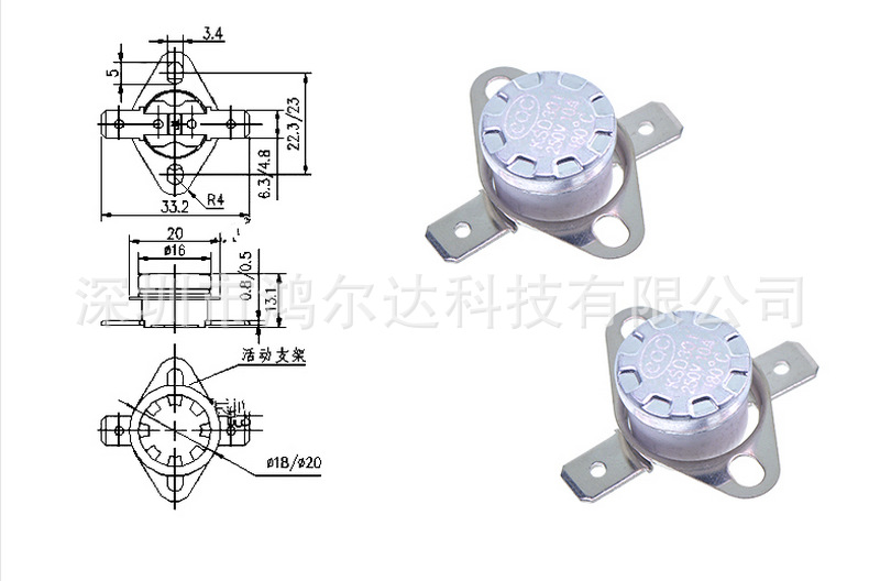 温控开关KSD301常闭40～150度 自动复位10A 250V直脚/固定环 电木-阿里巴巴