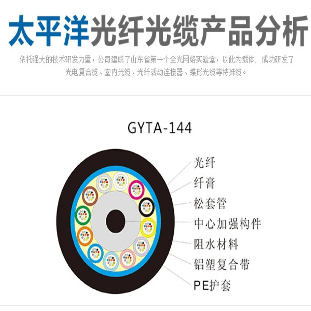 山东太平洋光缆GYTA-24B1.3 单模24芯48芯室外光缆架空管道地埋-阿里巴巴