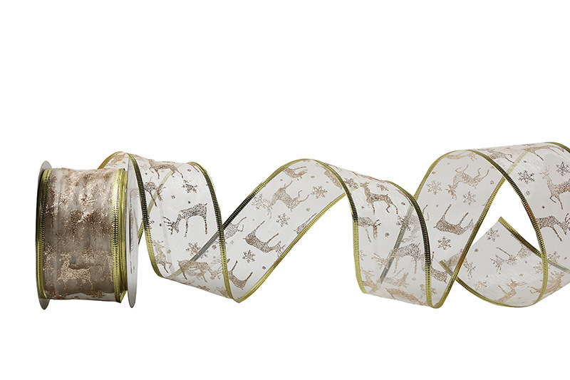 Scallion Powder Elk Christmas Ribbon Gift Bow Ribbon Fawn Christmas ...