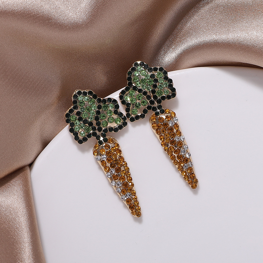 Wholesale alloy diamond carrot earrings creative earrings simple wild ...