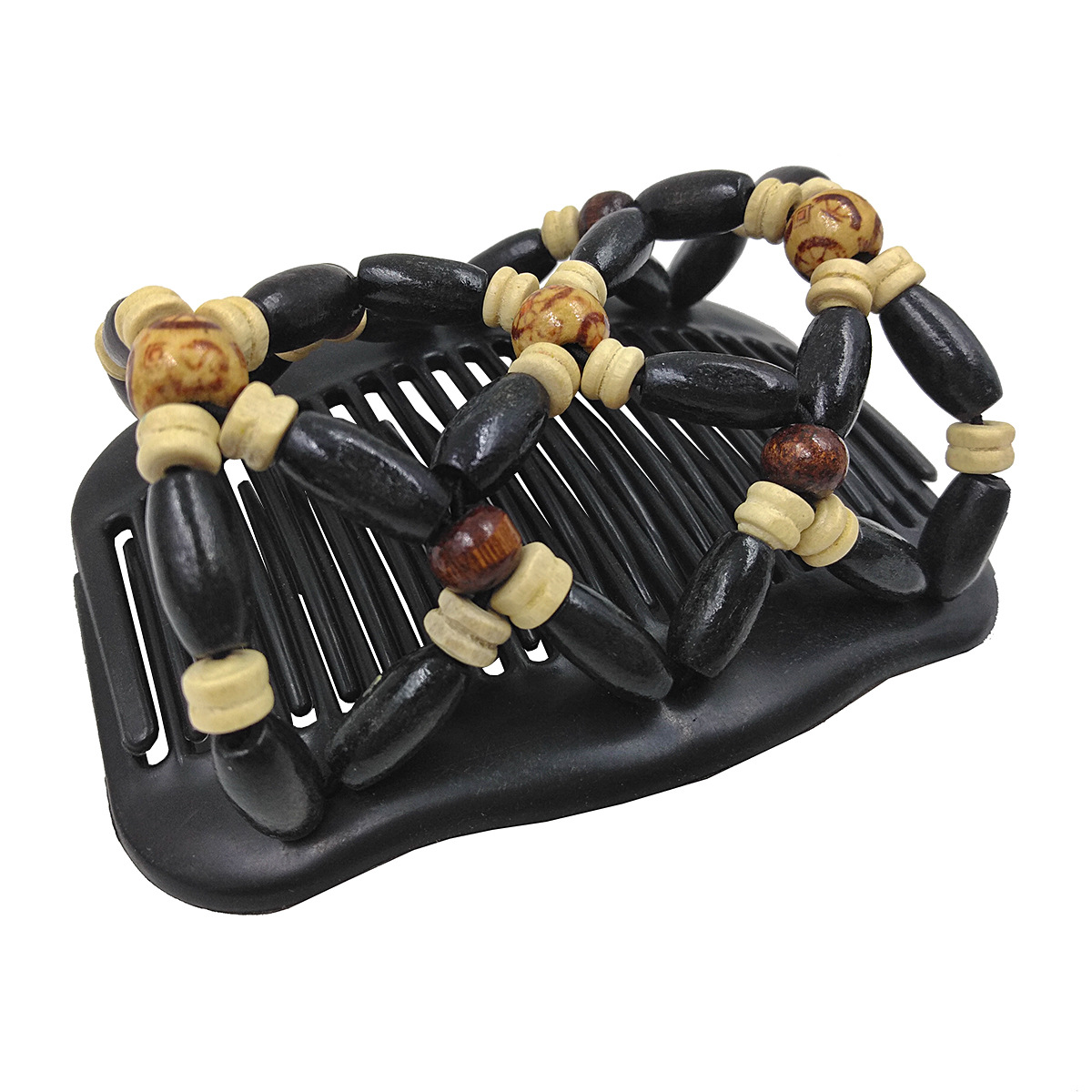 CR63欧美新款精美时尚木珠发梳双排插百变发梳魔术发梳盘发器插梳-阿里巴巴