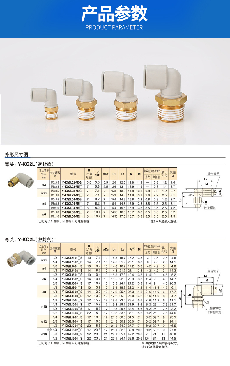 厂家直供SMC型外螺纹直角气管接头KQ2L04-M3A气动快速快插接头-阿里巴巴