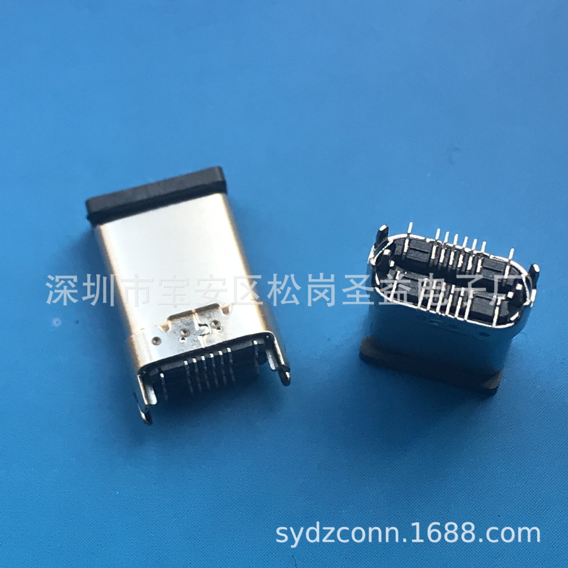 防水直插TYPE-C 6P母座 USB防水180度dip立式插板带防水圈H=6.8-阿里巴巴