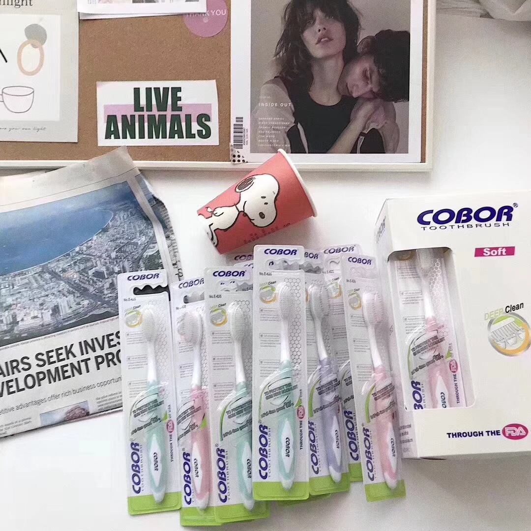 微商新款出口美国COBOR可贝尔软牙刷细软毛护龈清洁成人12支装牙-阿里巴巴