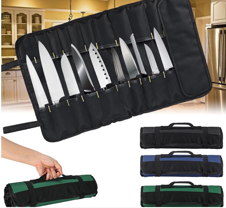 Cross-border hot selling chef knife bag roll bag suitcase bag 22 knives ...