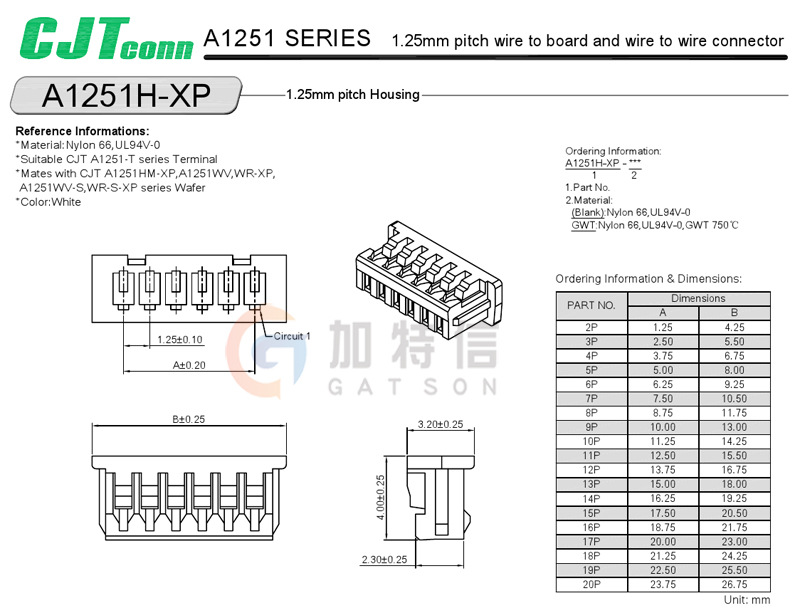 A1251H-2P 连接器原装正品 压线端子胶壳 2PIN P=1.25mm-阿里巴巴