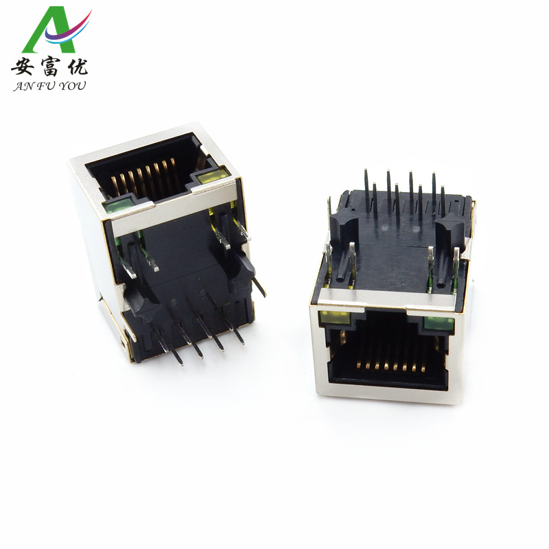 百兆 HanRun HR911105A 汉仁 RJ45 网口 带滤波变压器 带灯 21mm-阿里巴巴