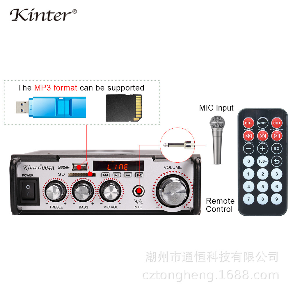 金特kinter-004A AC220V/DC12V家用户外功放带USB/SD/FM-阿里巴巴