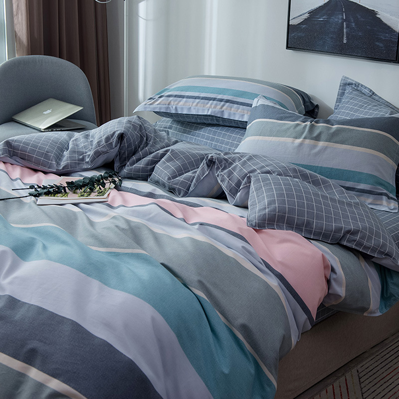 New Cotton Twill Printed Four-Piece Bedding Set Simple Encryption Full ...