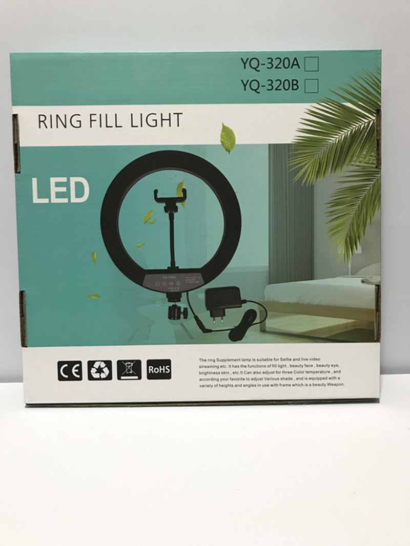 百科仕12寸补光灯遥控触摸灯美颜灯环形摄影灯YQ320A直播主播架-阿里巴巴