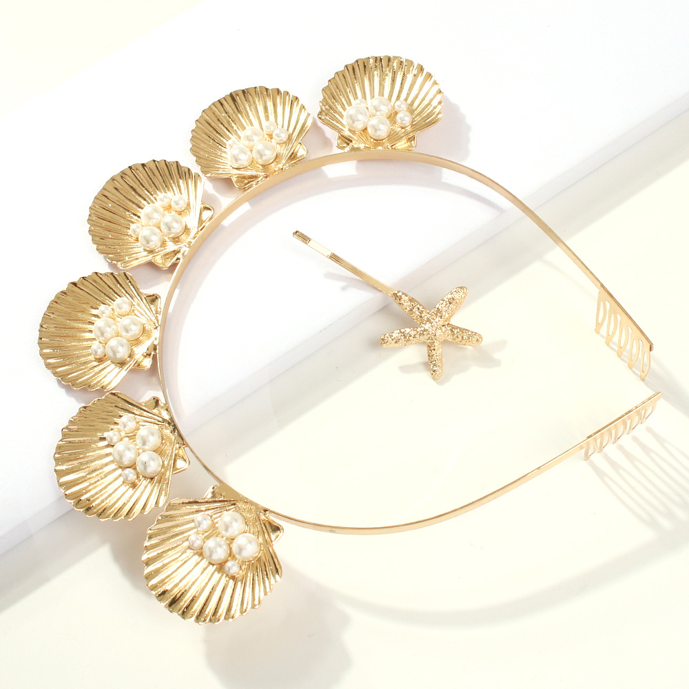 Creative seaside holiday shell alloy headband NHMD139762