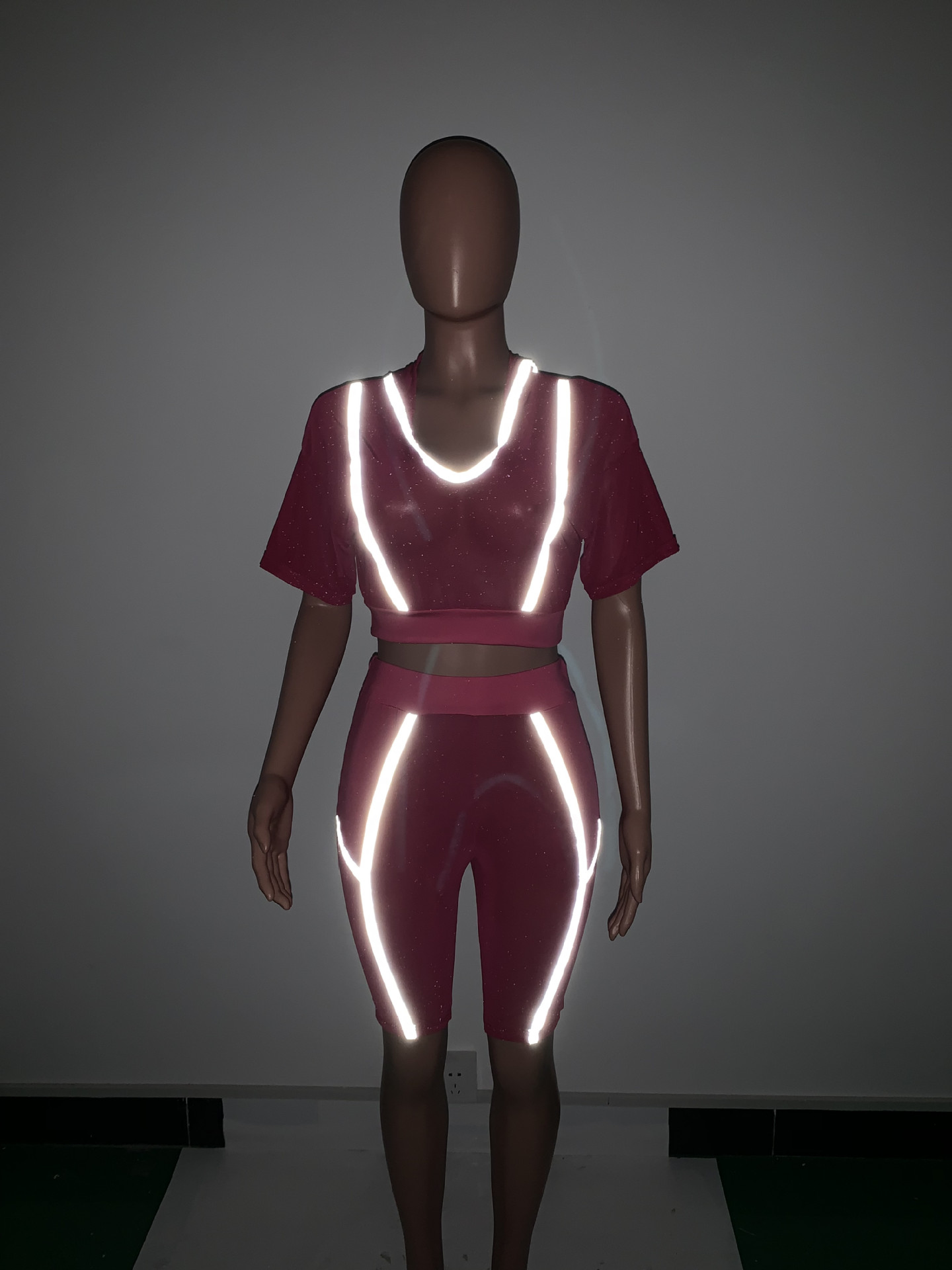 DN8245跨境2019夏季性感气质欧美女装拼接时尚休闲套装夜店服-阿里巴巴