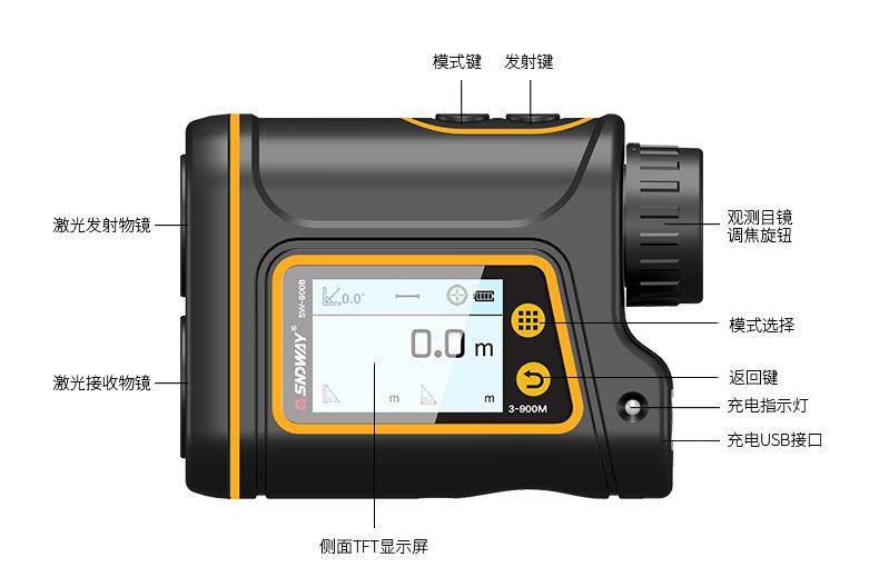 SNDWAY深达威触屏测距望远镜SW-800B/1000B多功能高尔夫电子尺-阿里巴巴