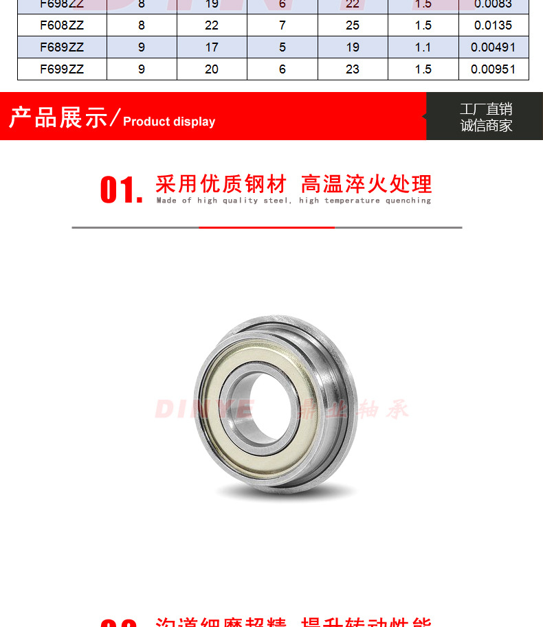OVT供应法兰轴承F604 F605 F606 F607 F608 F609 F6000 F6001 ZZ-阿里巴巴