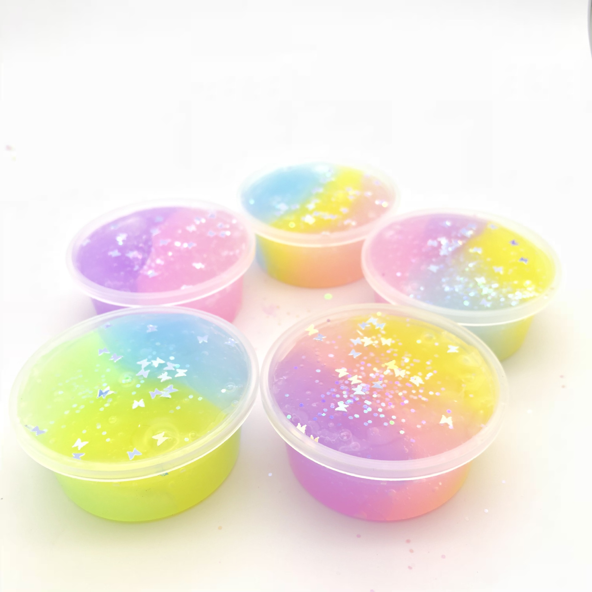 新款拼色渐变史莱姆仙气果冻色水晶泥slime不混色棉花泥厂家直销-阿里巴巴