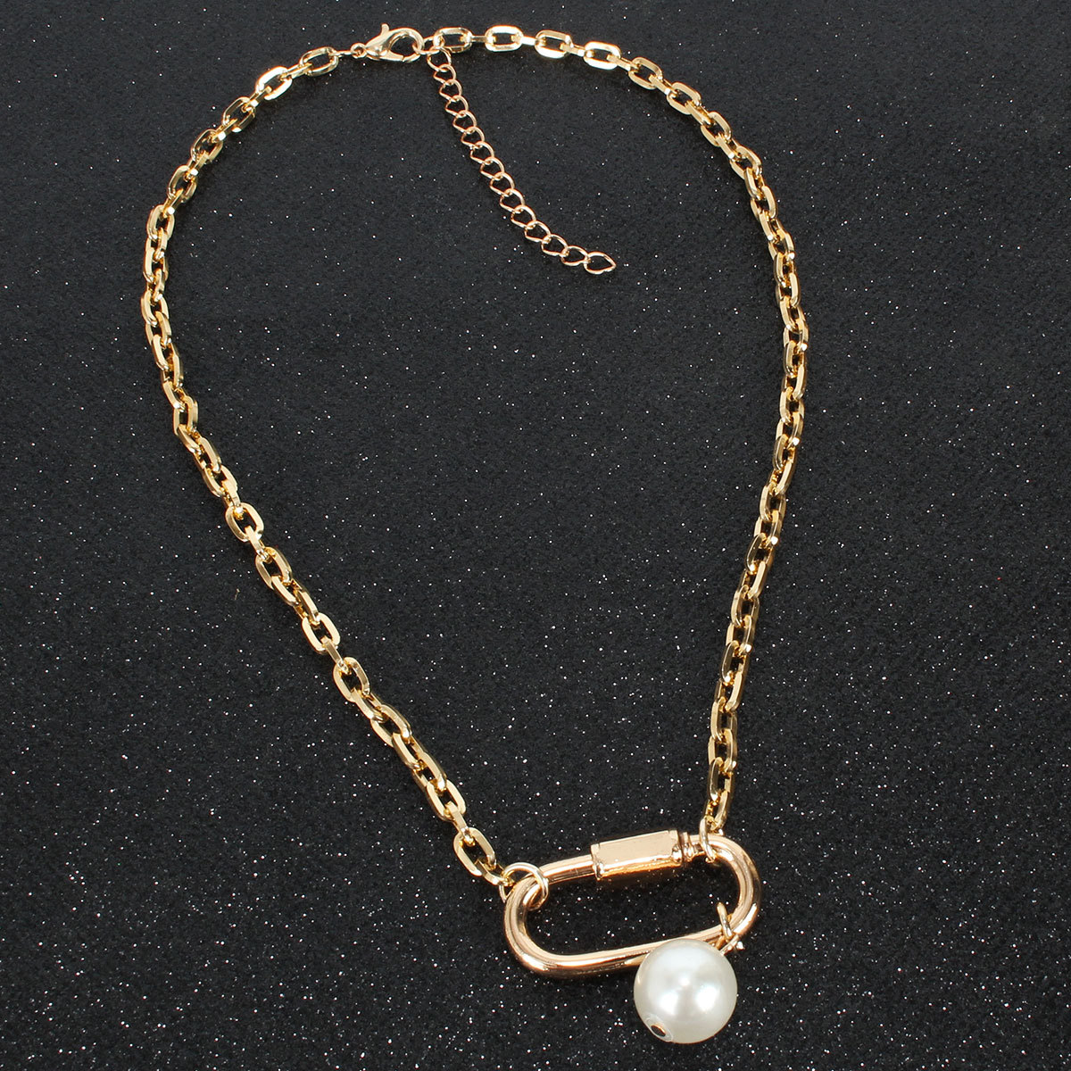Fashion imitation pearl with diamond Glock necklace NHCT152752