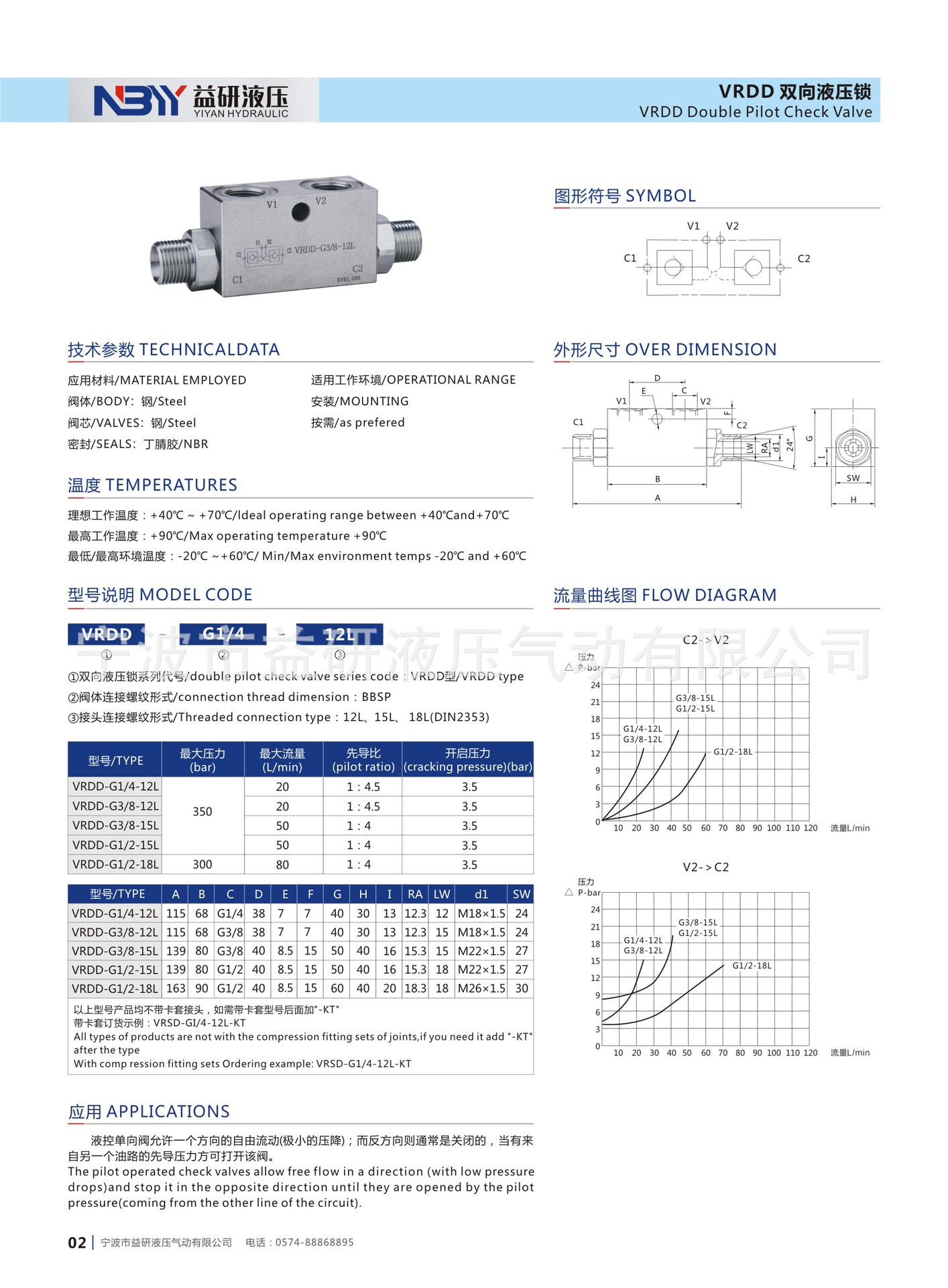 双向液压锁 工程机械 农业机械VRDD-G1/4-12L优质油缸保压阀-阿里巴巴