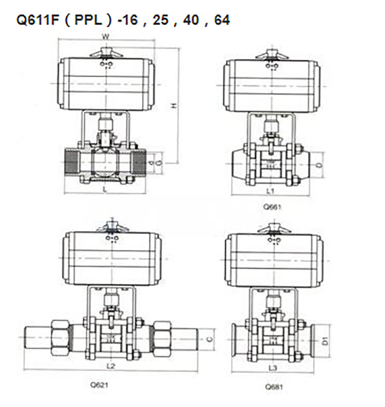 气动球阀 丝扣球阀Q611F-16P 304不锈钢三片式内螺纹DN32丝扣球阀-阿里巴巴