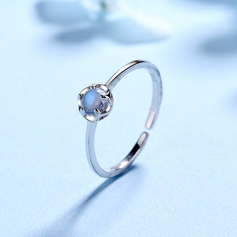 S925银月光石戒指女时尚个性百搭日式轻奢网红简约ins风食指戒指-阿里巴巴
