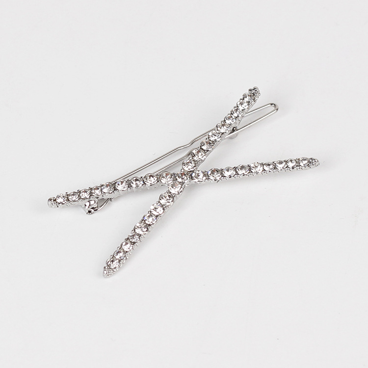 Wholesale rhinestone x cross simple hairpin - Nihaojewelry