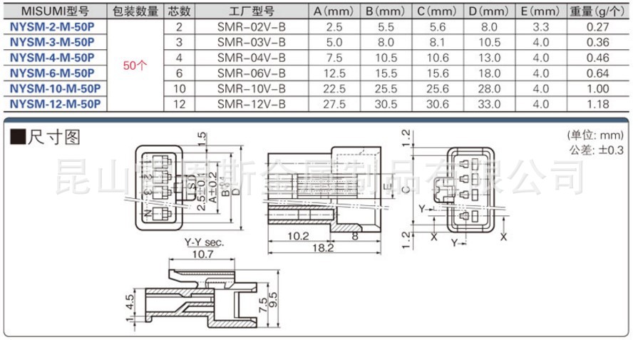 日本MISUMI米思米SM连接器插孔外壳50个装NYSM-4-FM-50P-阿里巴巴