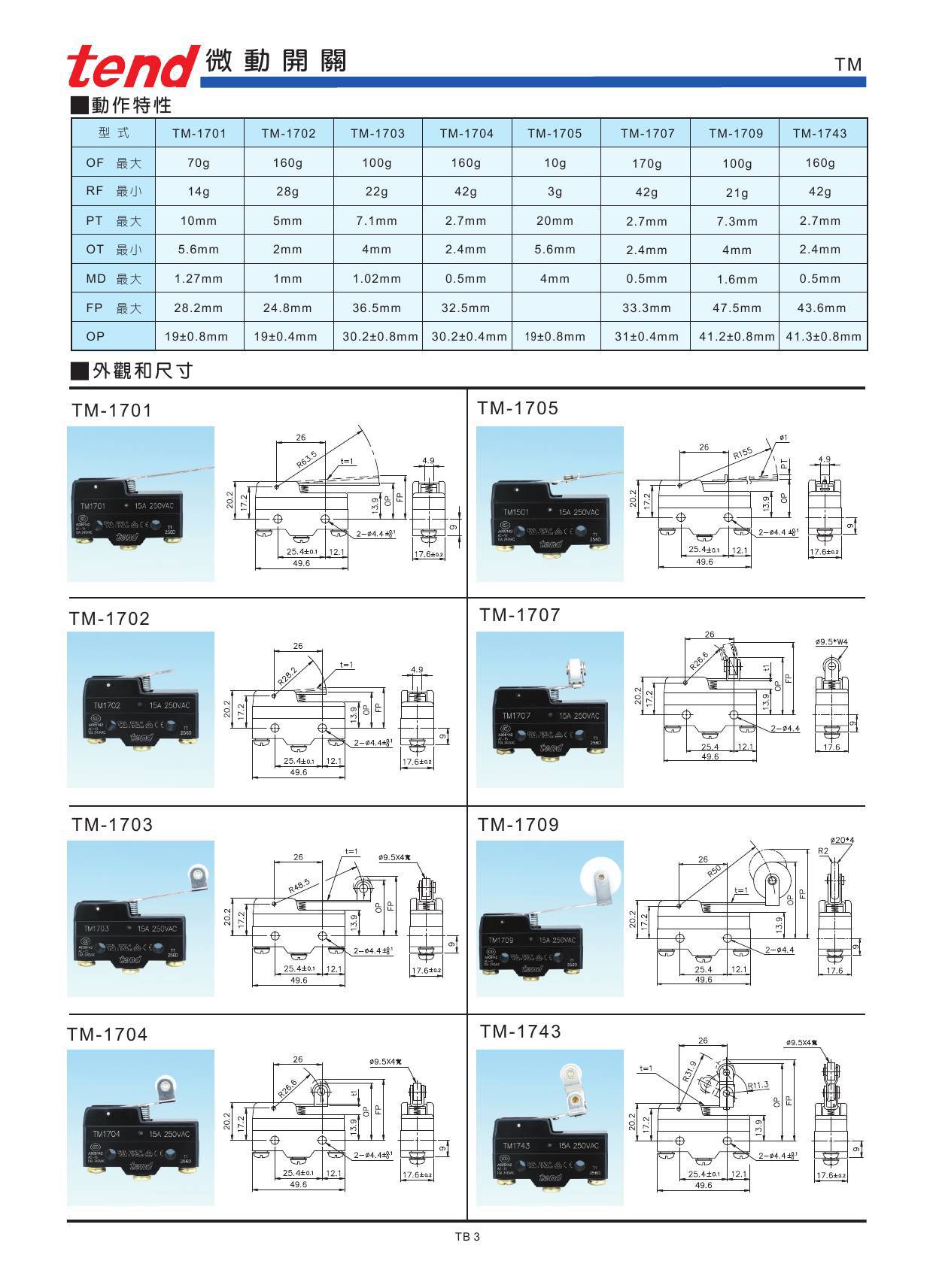 直销TM系列微动开关TM-1704 1703 1308 1306原装天得-阿里巴巴