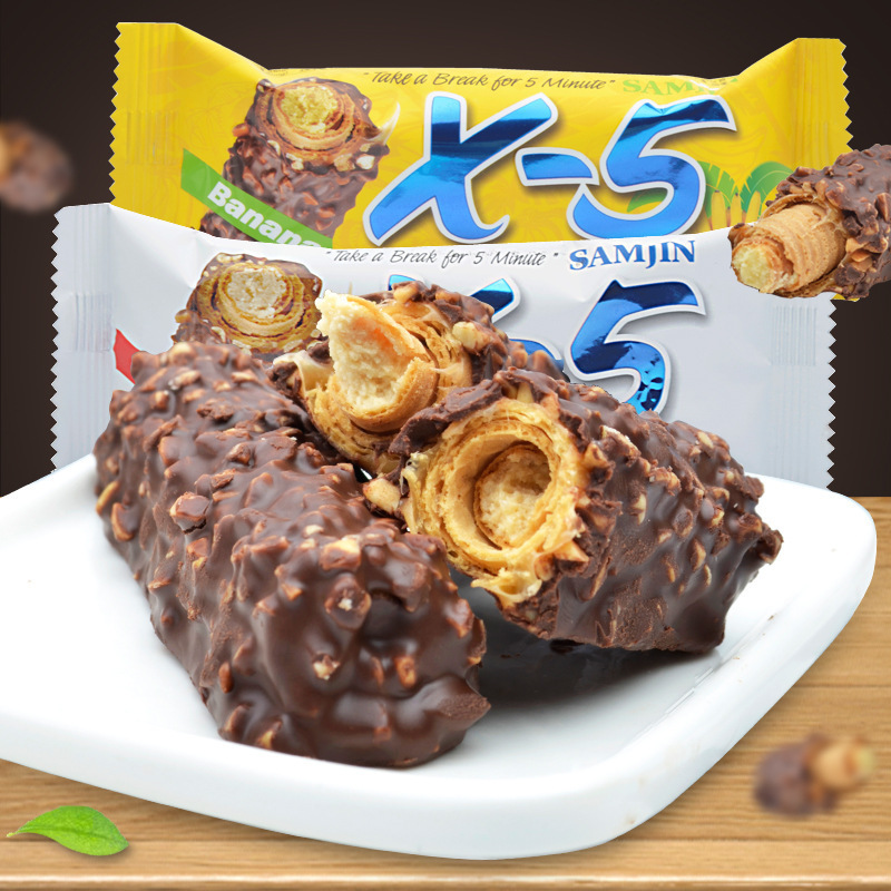 韩国进口食品 SAMJIN三进x-5 花生巧克力棒 热卖休闲零食批发36g-阿里巴巴