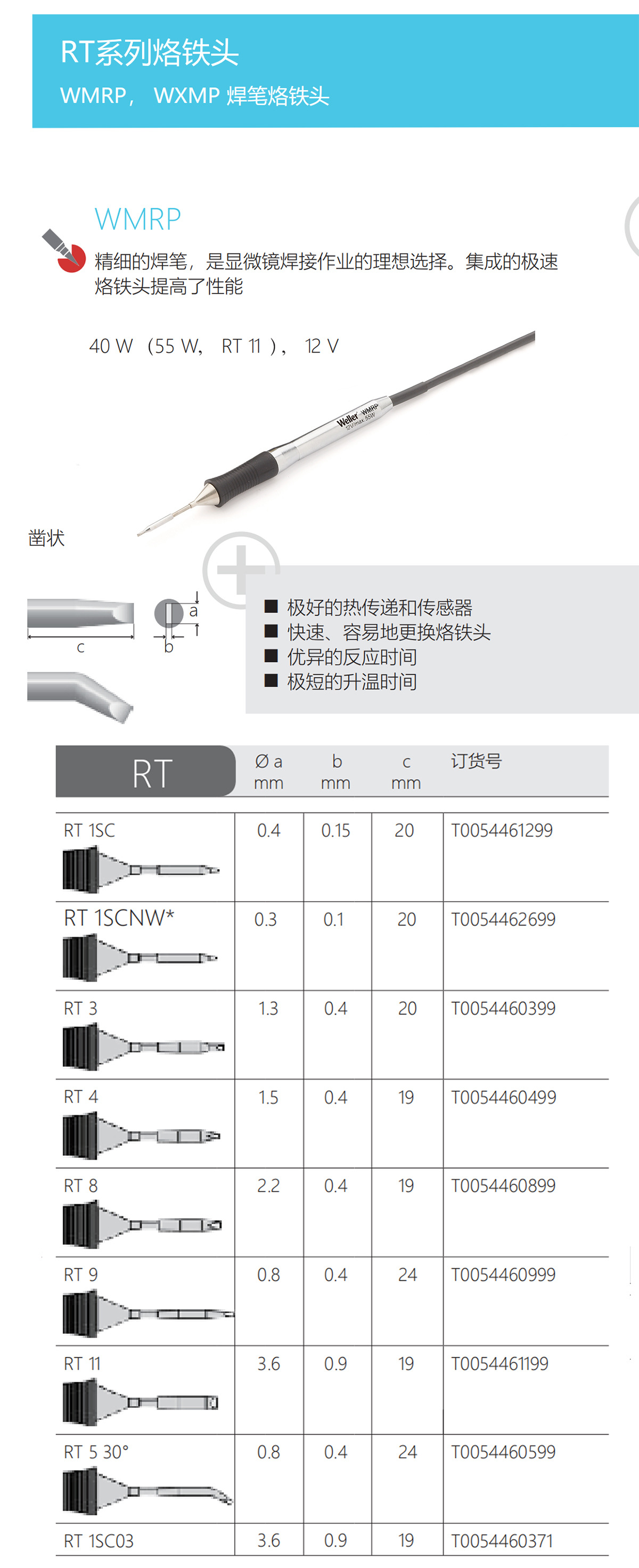 德国weller RTM系列55W烙铁头RT3凿状WMRP/WXMP焊笔烙铁咀-阿里巴巴