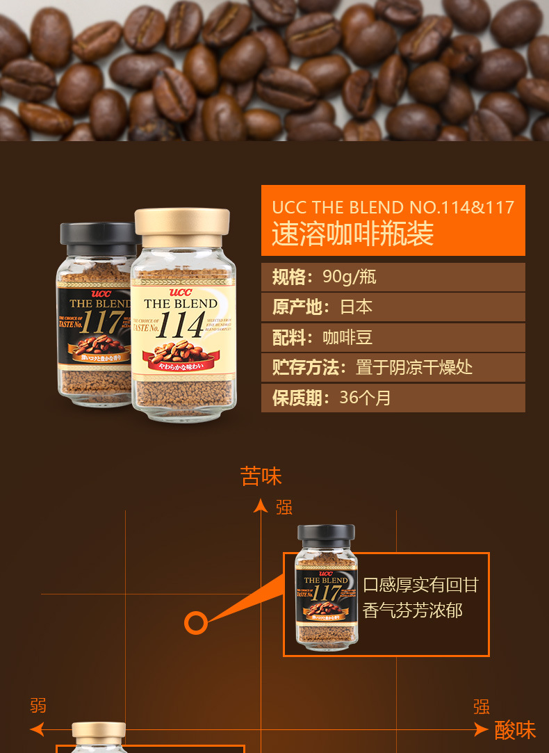 日本进口UCC悠诗诗速溶黑咖啡117/114号组合瓶装90g-阿里巴巴