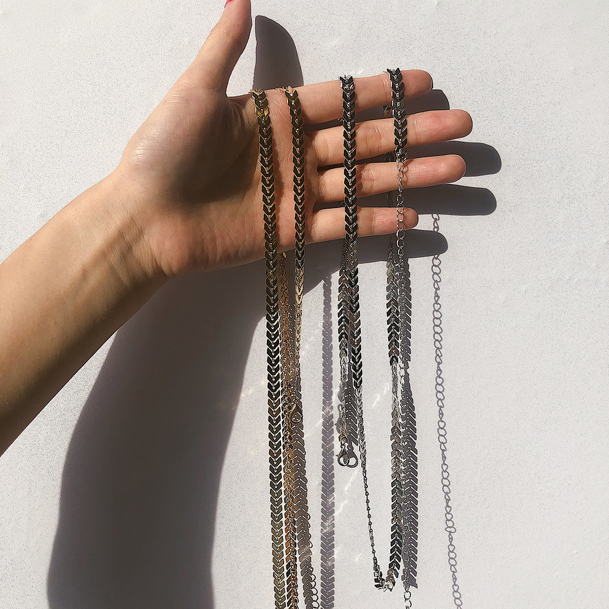 Womens geometry aircraft chain arrow plating metal NHXR141849