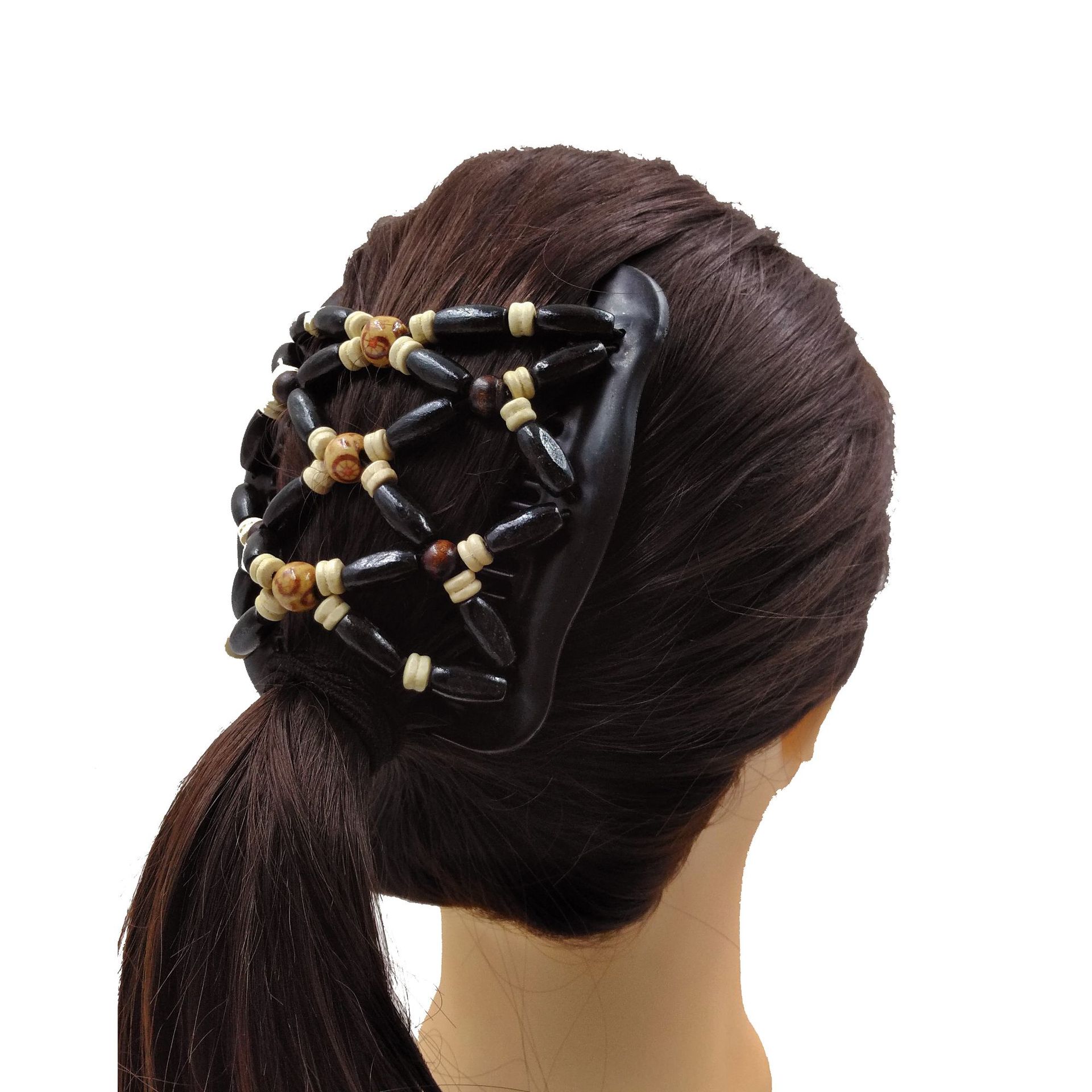 CR63欧美新款精美时尚木珠发梳双排插百变发梳魔术发梳盘发器插梳-阿里巴巴