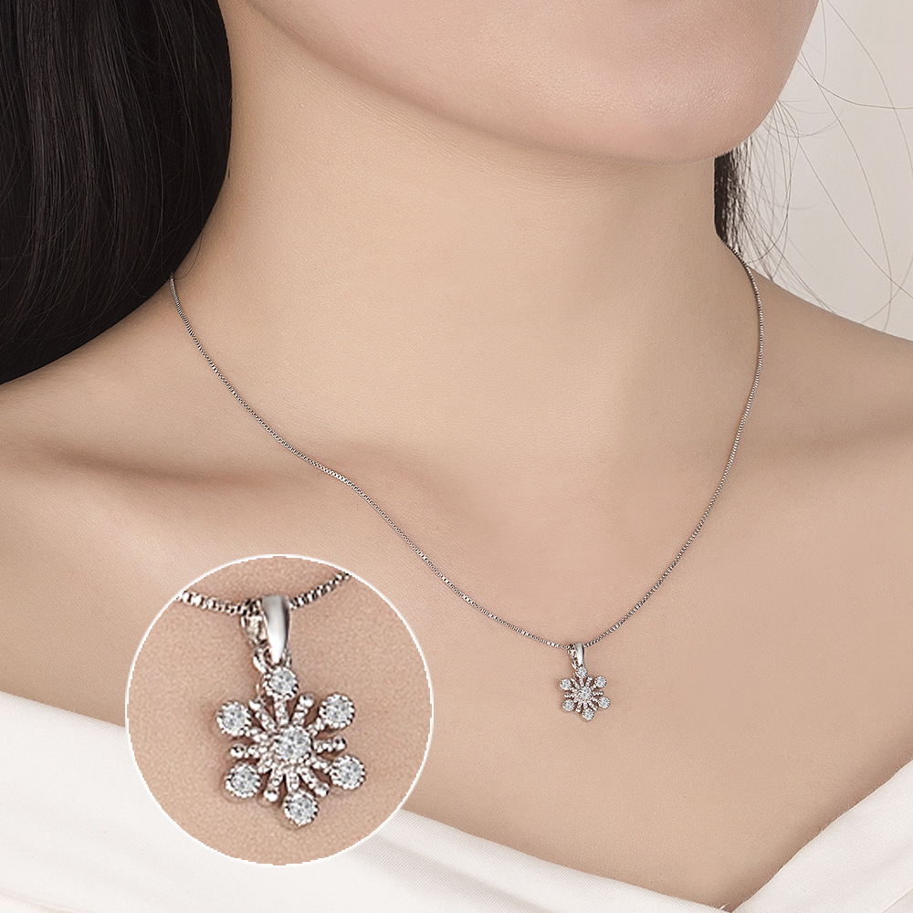 New crystal ice pendant necklace pendant women's fashion silver plated ...