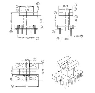 EE19电木骨架变压器骨架EE19骨架立式5+5排距10mm-阿里巴巴