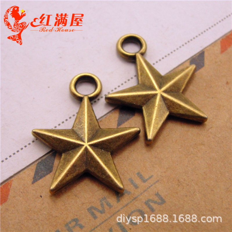 A4649 2.1克 藏银五角星吊坠 手工DIY复古饰品配件 50个/包-阿里巴巴