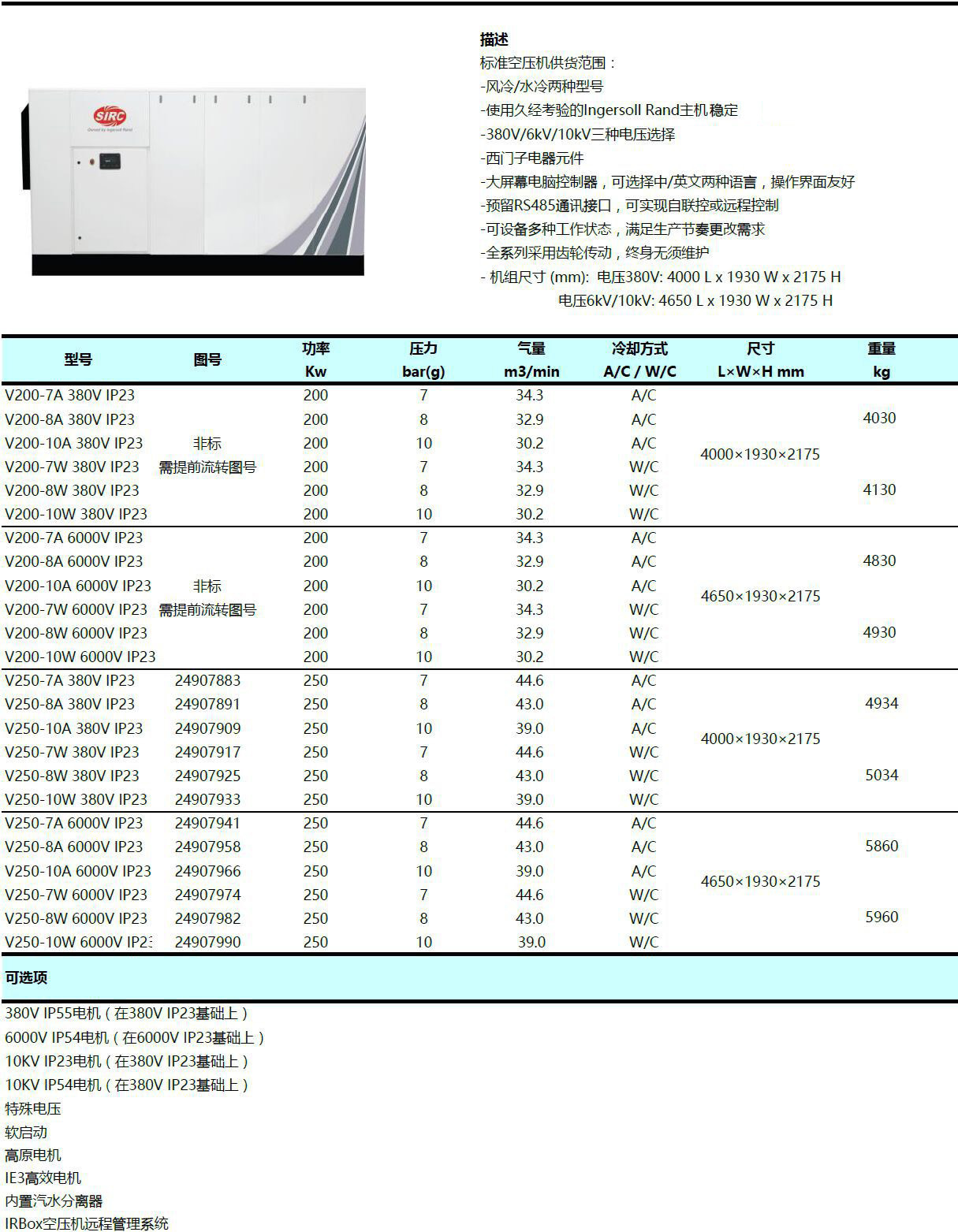 英格索兰螺杆空气压缩机 V90-250KW单级压缩喷油压缩机相关零部件-阿里巴巴