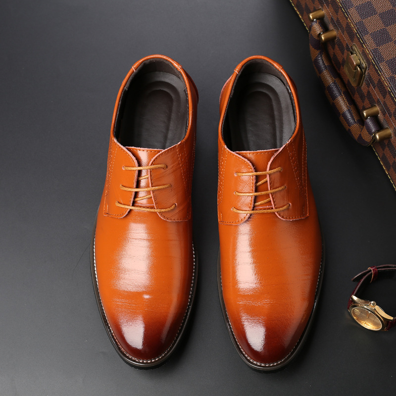Men's pointed creative trend leather shoes men's dress single shoes ...