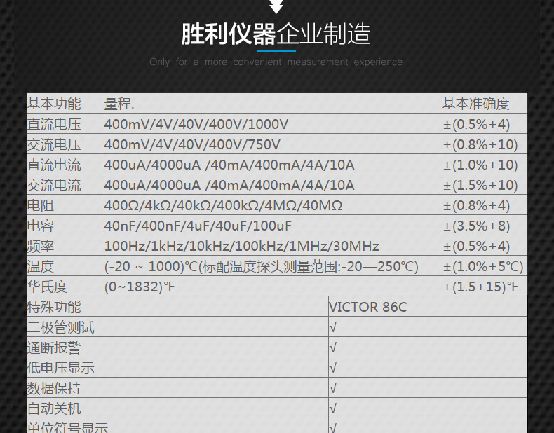 胜利高精度数字万用表VC86B/VC86C/VC86D/VC86E带USB接口连接电脑-阿里巴巴