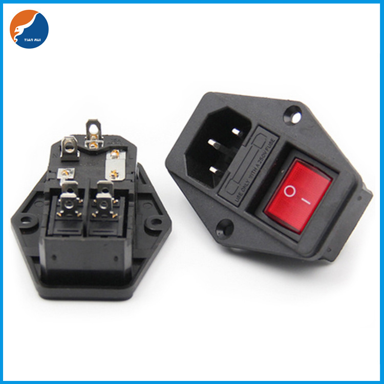 AC电源插座 AC-01A带开关 带保险丝三合一品字AC插座 电源开关-阿里巴巴