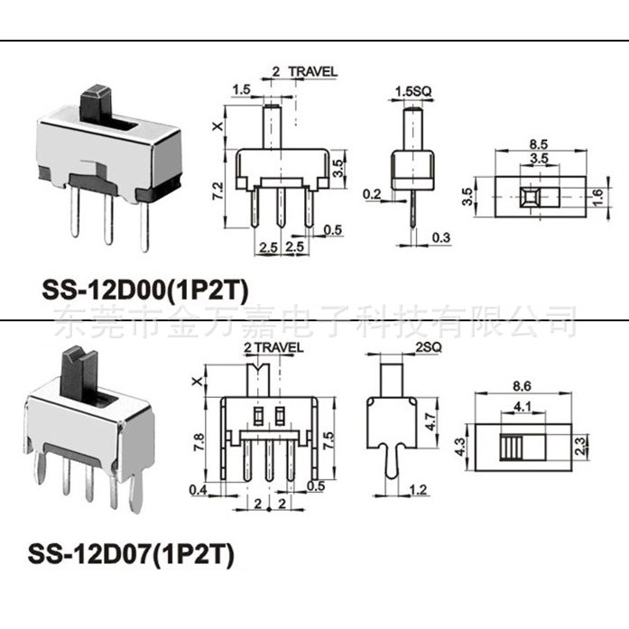 滑动拨动开关 SS-13D01 SS-13D07 SS12D00 单排三档4脚拨动开关-阿里巴巴