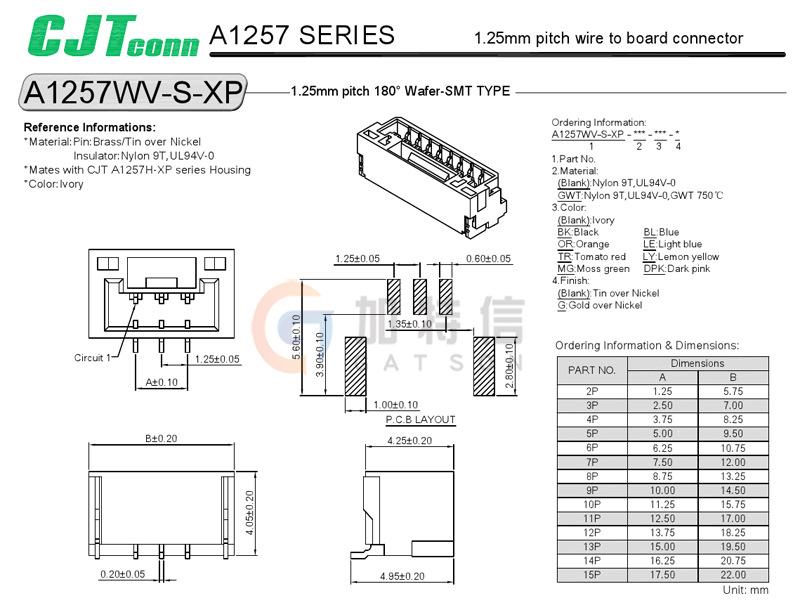A1257WV-S-3P 连接器原装 GH1.25 立式贴片 3P针座连接器-阿里巴巴