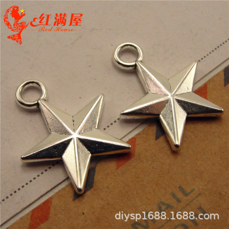 A4649 2.1克 藏银五角星吊坠 手工DIY复古饰品配件 50个/包-阿里巴巴