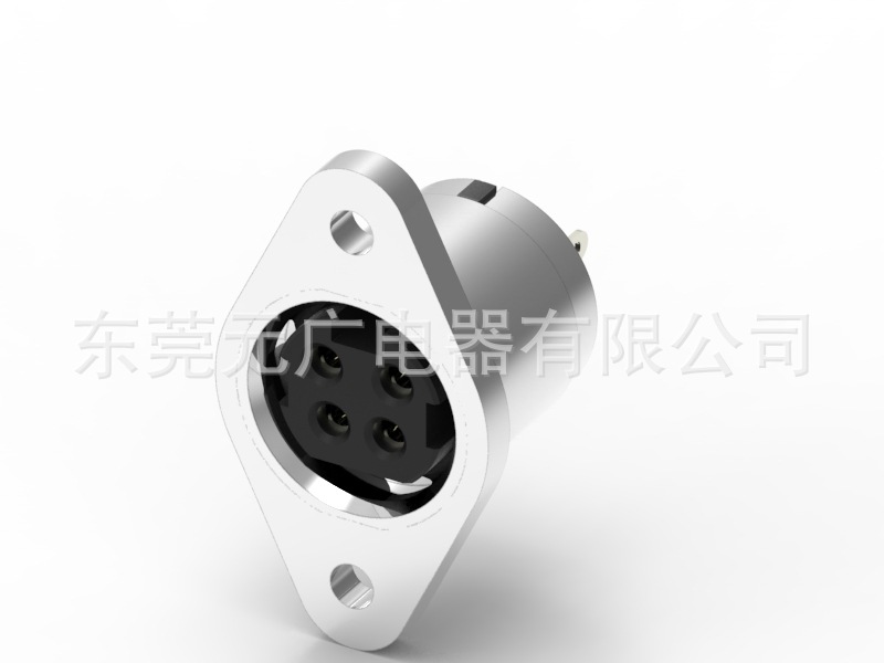POWER DIN 4PIN母座带耳 4P/4针/4芯 锁面板式 LOCK ROTATE90度-阿里巴巴