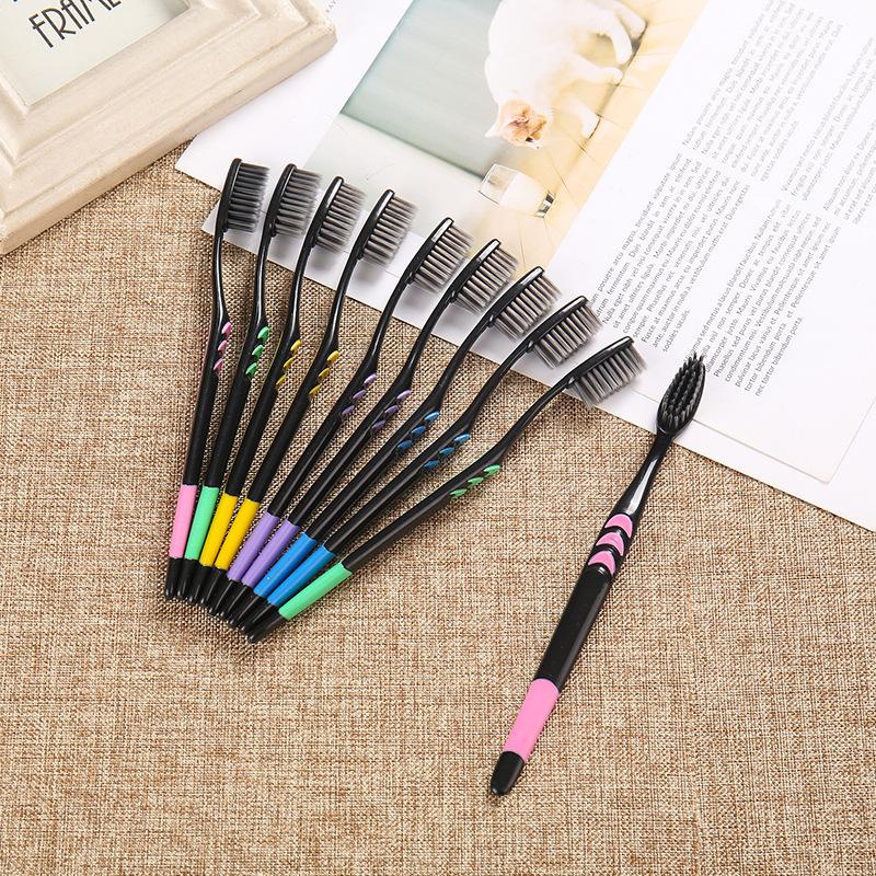 Factory direct selling 10 bamboo charcoal soft bristle toothbrushes ...
