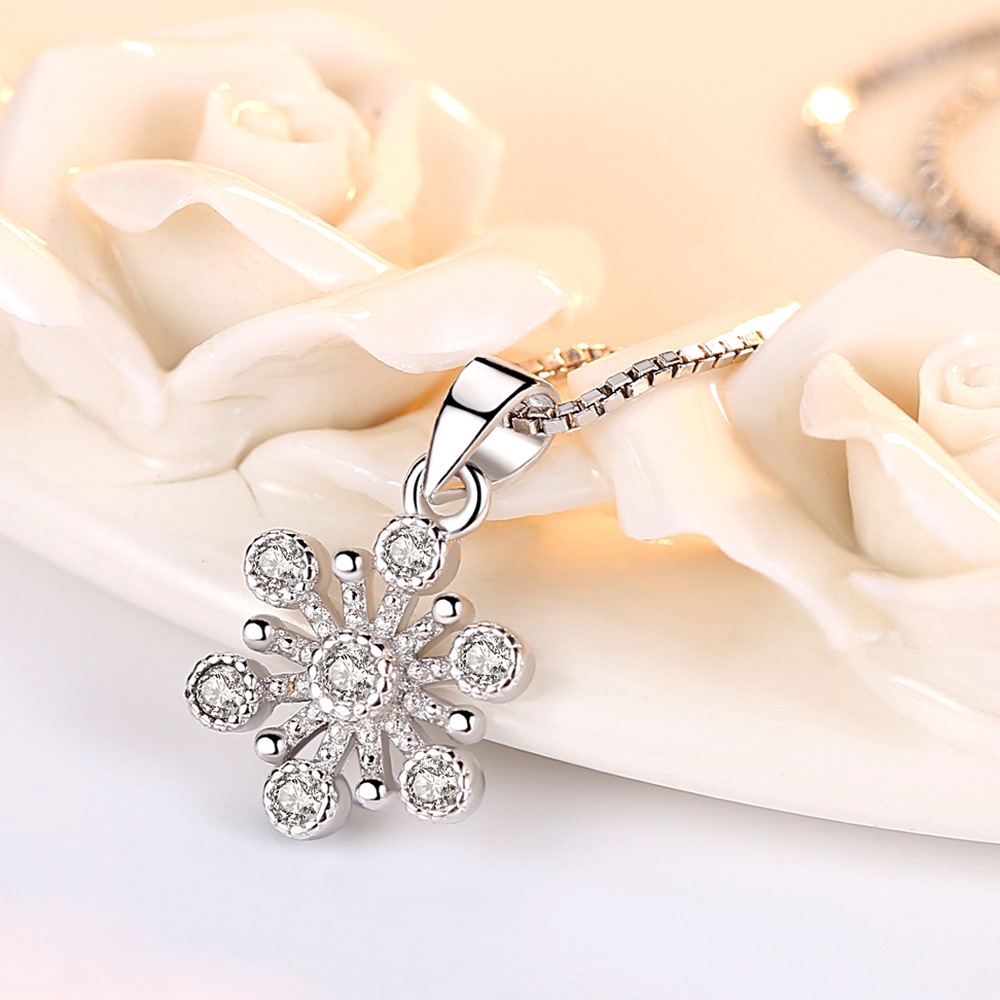 New crystal ice pendant necklace pendant women's fashion silver plated ...