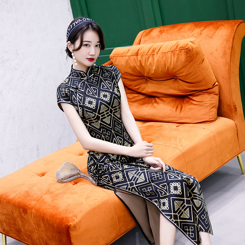 Chinese Dress cheongsam for womenLong double layer double sleeve high ...