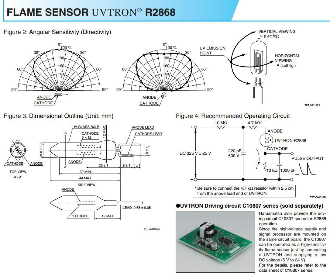 R2868+C10807 滨松 红外火焰传感探测器 UV紫外光电管 火灾报警器-阿里巴巴
